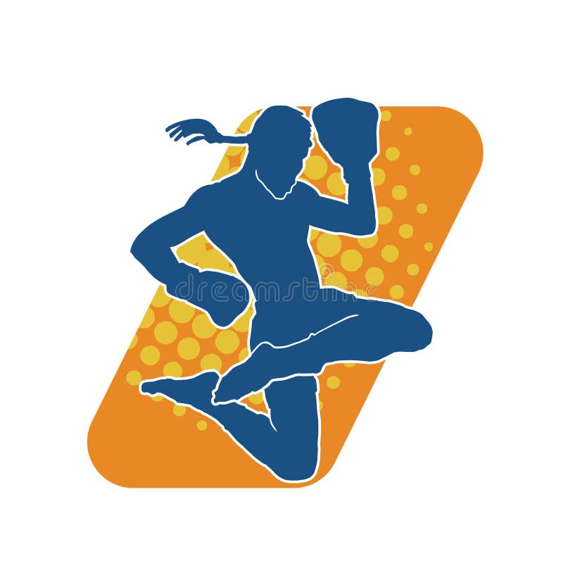 Silhouette of a Male Kickboxer Athlete in Action Pose. Stock Vector ...