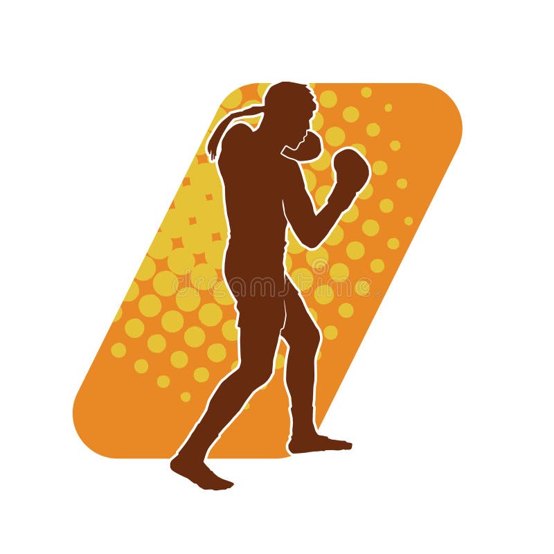 Silhouette of a Male Kickboxer Athlete in Action Pose. Stock Vector ...