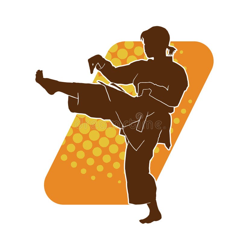 Silhouette of a Woman Doing a Martial Art Kick. Stock Vector ...