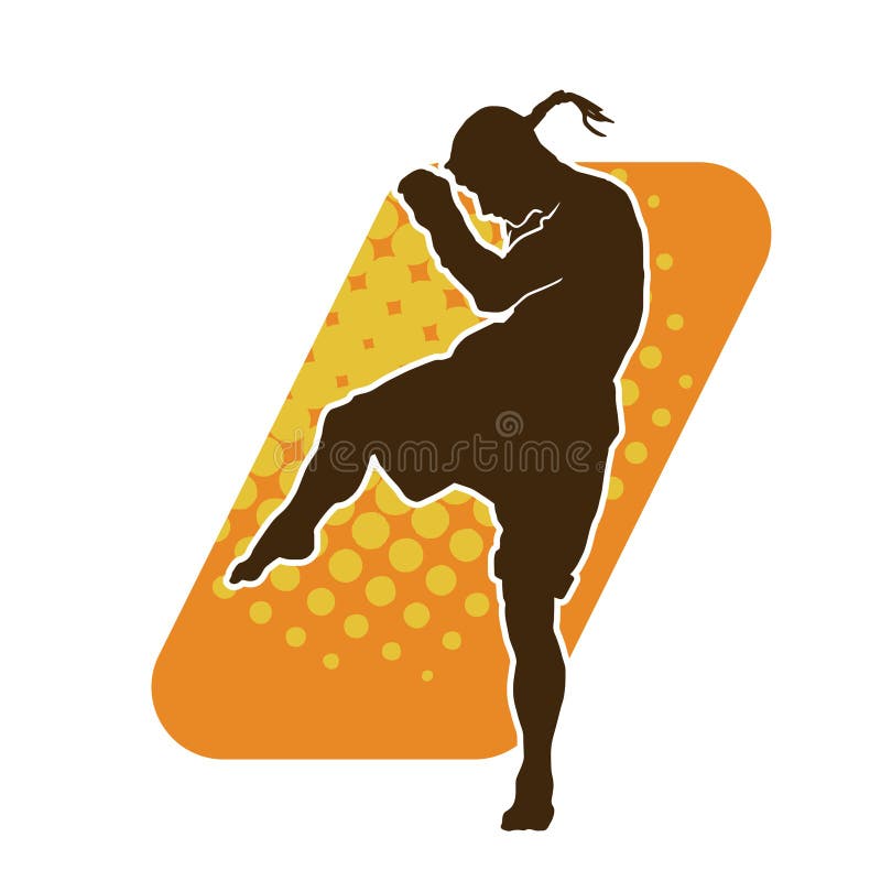 Silhouette of a Male Kickboxer Athlete in Action Pose. Stock Vector ...