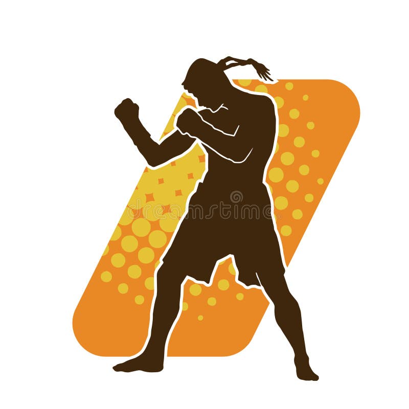 Silhouette of a Male Kickboxer Athlete in Action Pose. Stock Vector ...