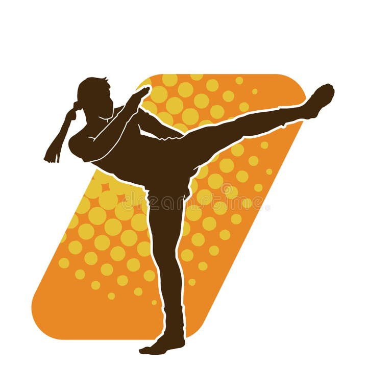 Silhouette of a Male Kickboxer Athlete in Action Pose. Stock Vector ...