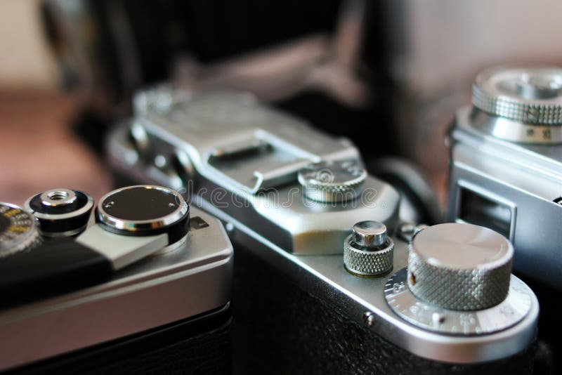 Shutter Release Button on a Vintage Camera Stock Image - Image of metal ...