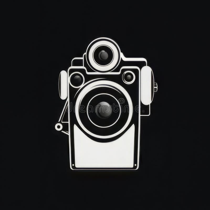 Shutter Symphony: Capturing Elegance - Camera Icon on Noir Stock Image ...