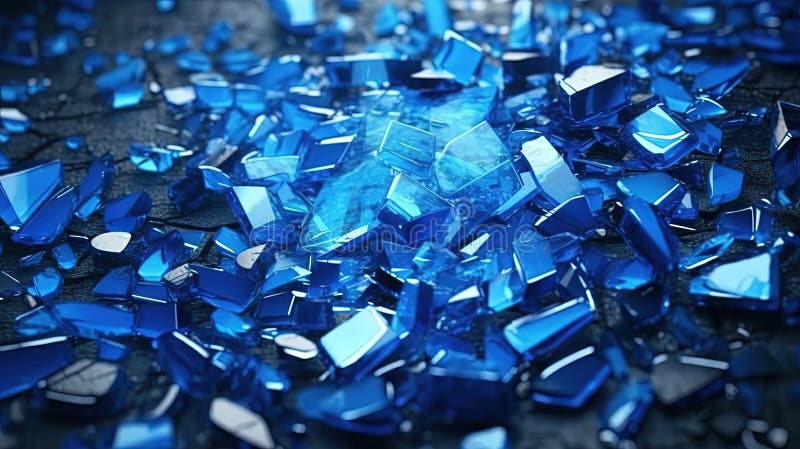 Shuttered Blue Colored Broken Glass Technology Abstract Background ...