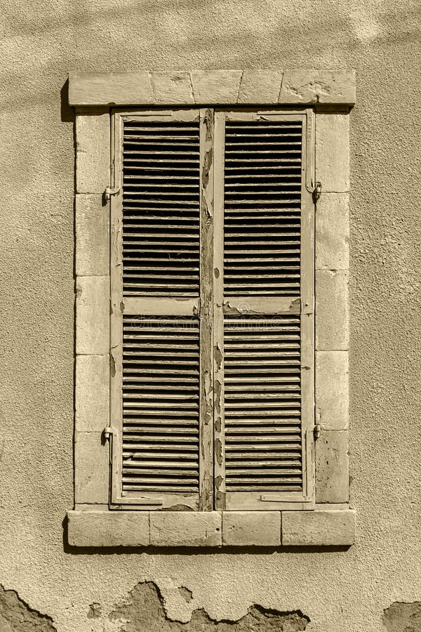 Shuttered Window in Old Wall Stock Image - Image of weathered, shutter ...