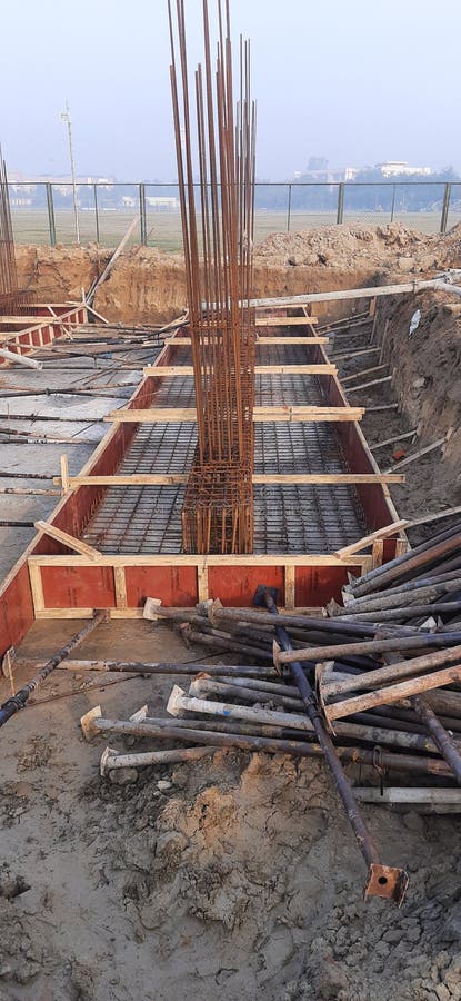 Shuttering of Construction Site. Its Joint Footing Stock Image - Image ...