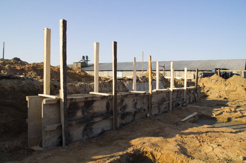 Shuttering of Wood for the Construction of the Building Foundation ...