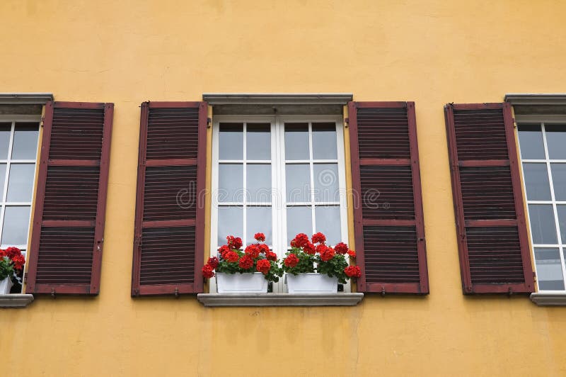 Ornate Wrought Iron Window Shutters Stock Image - Image of glass, iron ...