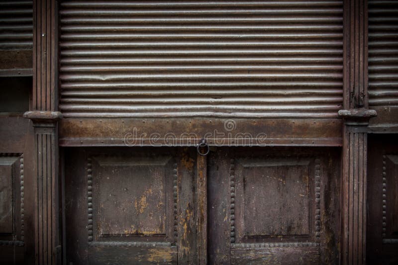 Old Store Roller Shutter Door Stock Image - Image of green, abstract ...