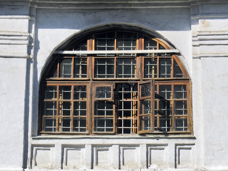 Shutters of Windows in Arch Type with Wooden Frame Stock Photo - Image ...