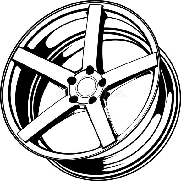 Car Wheel Line Art Vector Illustration Stock Vector - Illustration of ...