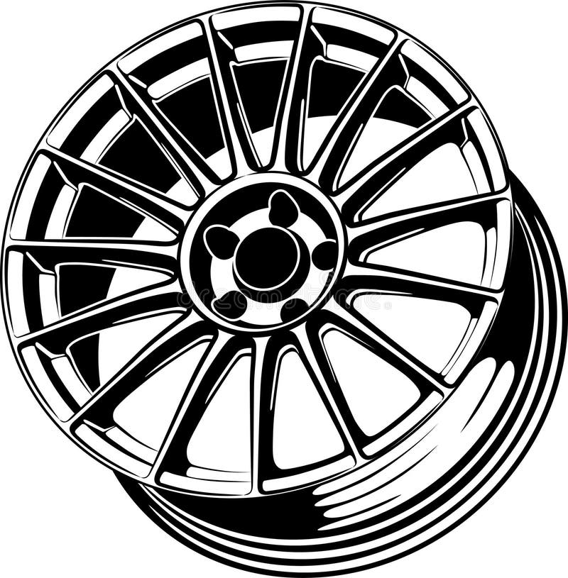 Car Wheel Line Art Vector Illustration Stock Illustration ...