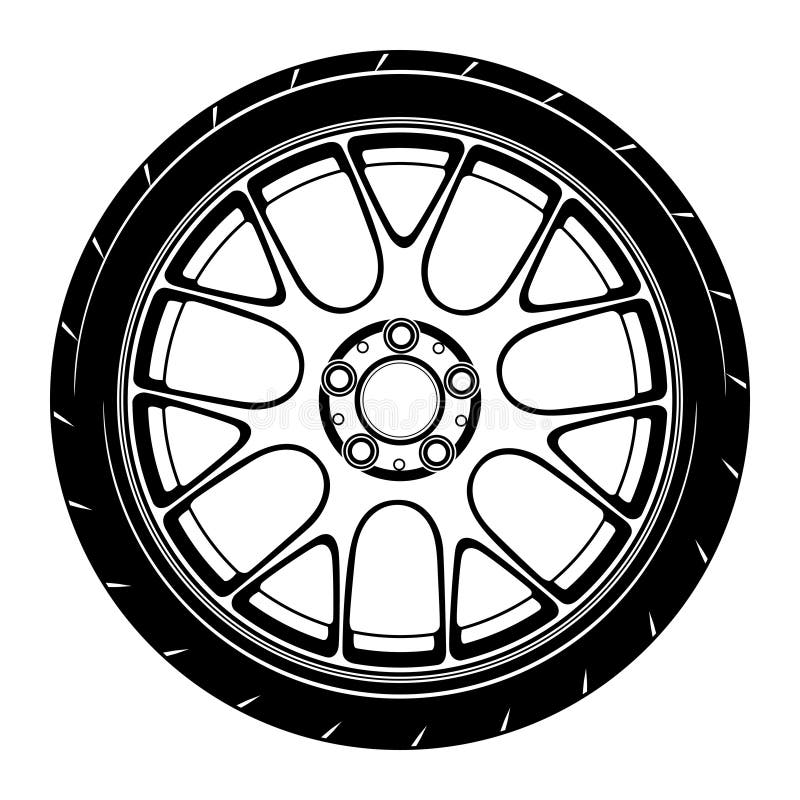 Car Wheel Line Art Vector Illustration Stock Vector - Illustration of ...