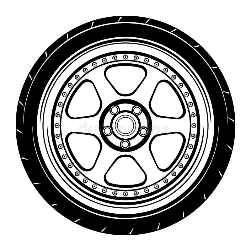 Car Wheel Line Art Vector Illustration Stock Vector - Illustration of ...