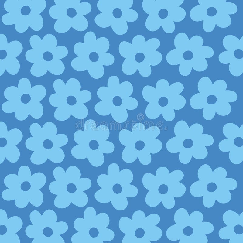 Retro Hippie Preppy Blue Flower Y2K Pattern Stock Illustration ...