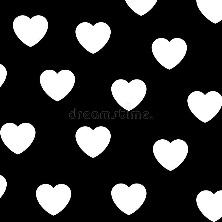 Black and White Cute Simple Heart Y2K Indie Pattern Stock Illustration ...