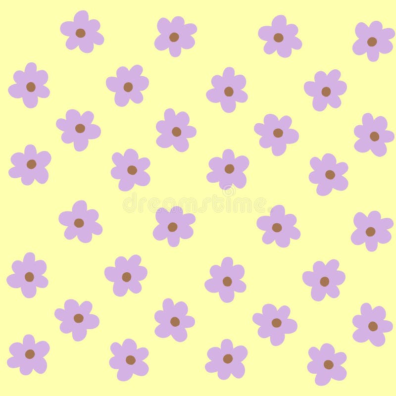 Hippie Retro Purple Yellow Flower Y2K Pattern Stock Illustration ...
