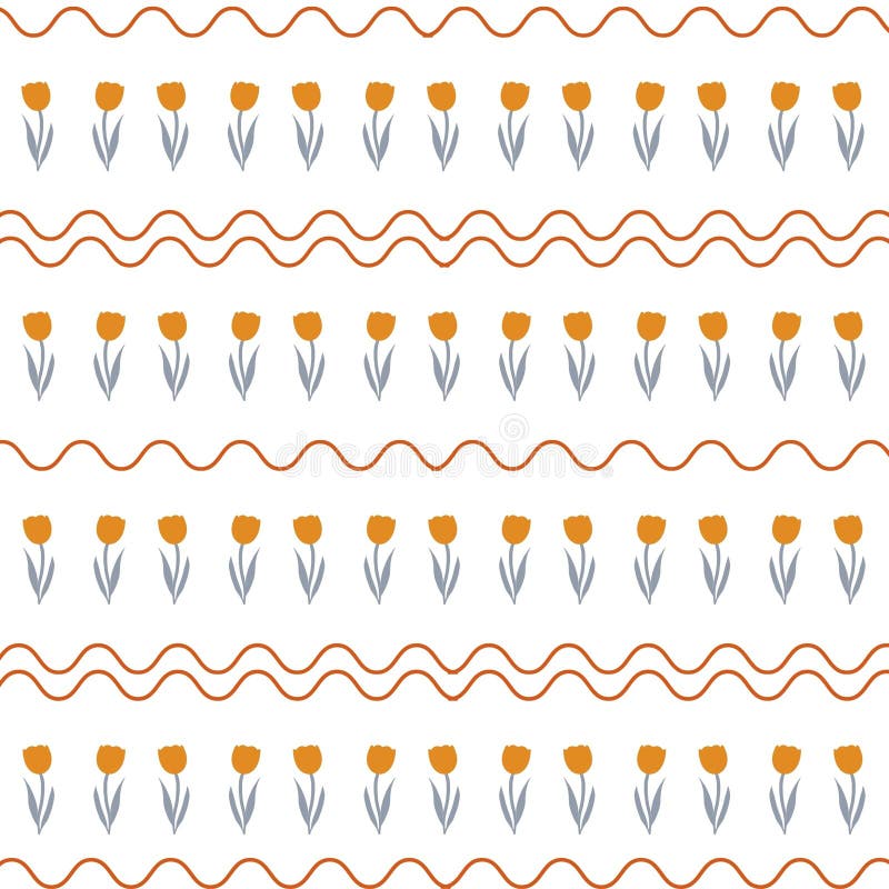 Preppy Groovy Stripe Tulip Flower Pattern Stock Illustration ...