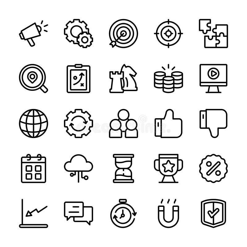 Marketing Part 1 Icon Set stock vector. Illustration of networking ...