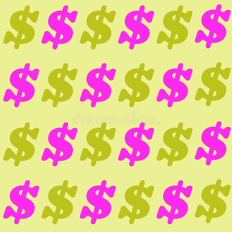 Neon Green Pink Dollar Typography Y2K Pattern Stock Illustration ...