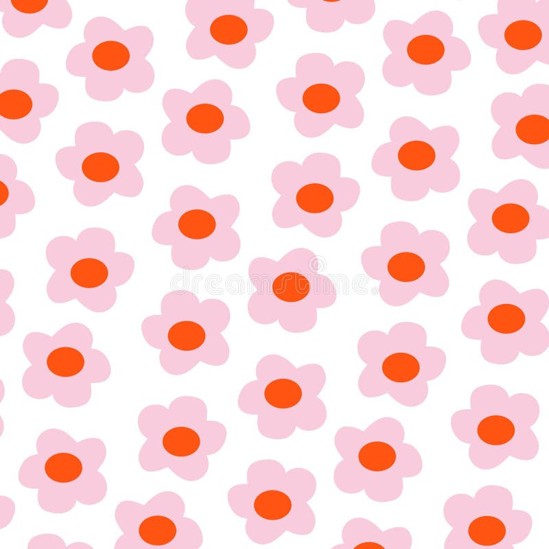 Preppy Pink Red Hippie Flower Pattern Stock Illustration - Illustration ...