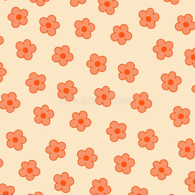 Preppy Peach Orange Hippie Flower Pattern Stock Illustration ...