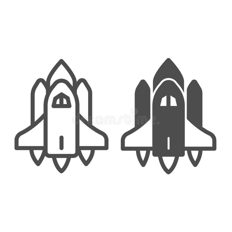 Shuttle Aircraft Launch Line and Solid Icon, Cosmos Concept. Vector ...