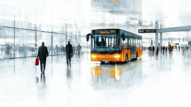 Shuttle Bus Brought People To the Airport for the Flight Stock Image ...