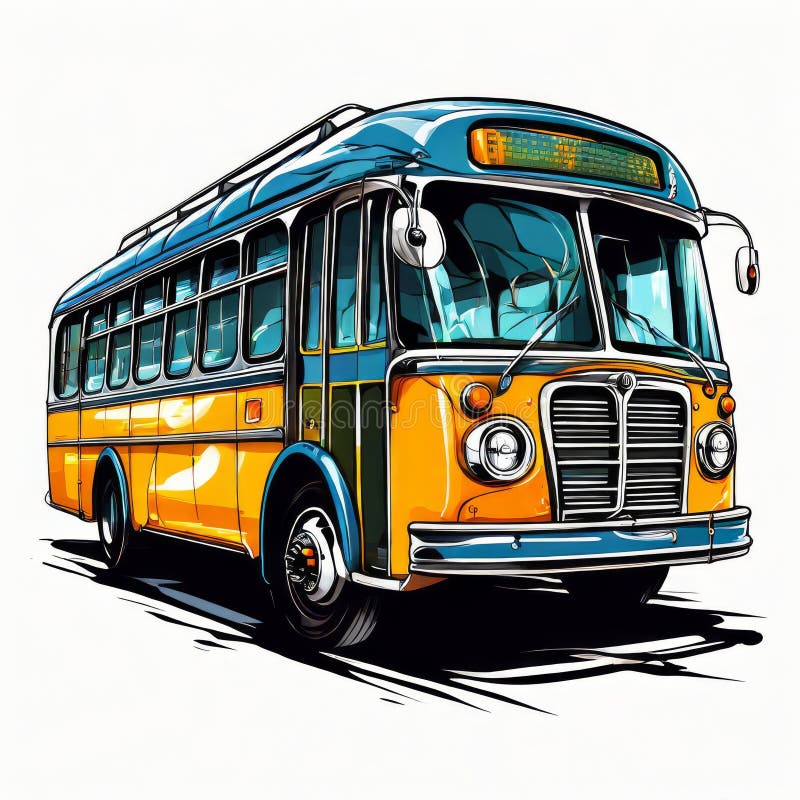 Shuttle Bus Isolated on Transparent Background. AI Stock Illustration ...