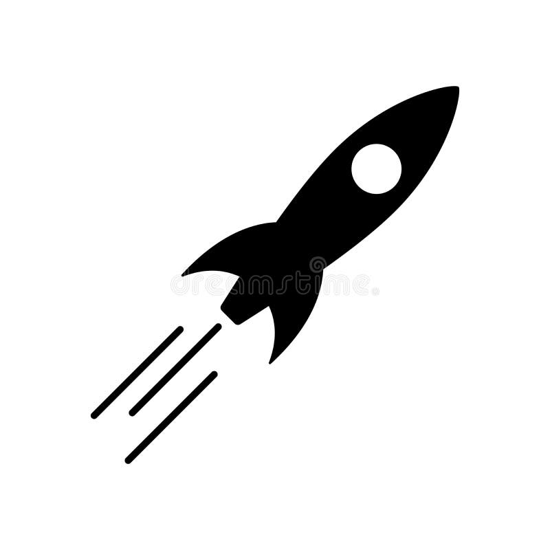 Shuttle Icon. Black Icon of Spaceship. Vector Icon of Rocket Launch Stock Vector - Illustration ...