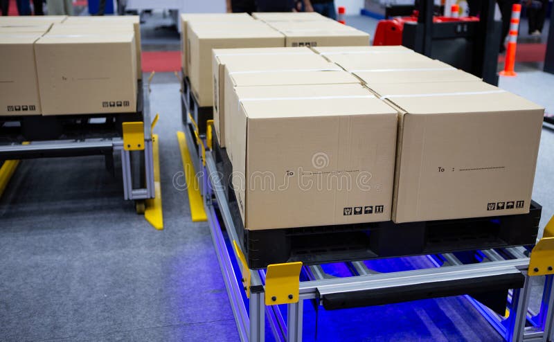 Shuttle Pallets in Modern Warehouse Stock Photo - Image of industry ...