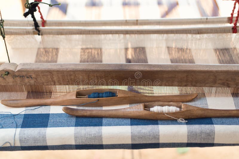 Shuttle Weaving Tool on the Antique Loom and Thread, Traditional Thai ...