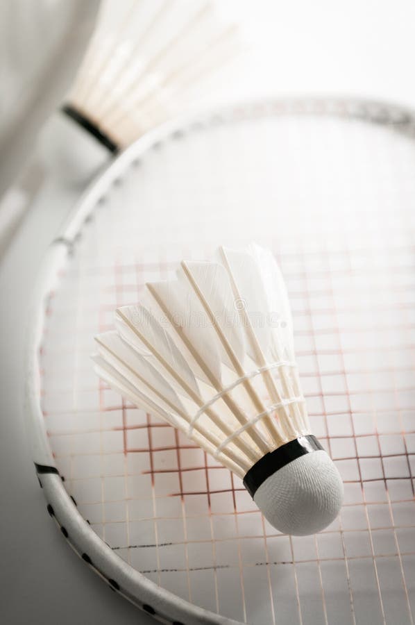 Shuttlecock on Badminton Racket Stock Photo - Image of black, closeup ...