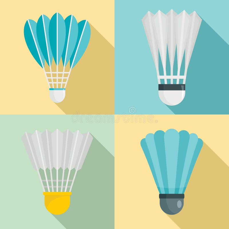 Shuttlecock Icon Set, Flat Style Stock Vector - Illustration of play ...