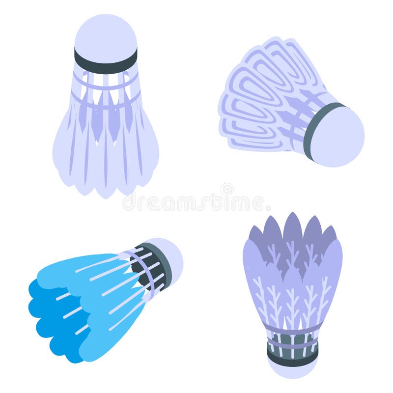 Shuttlecock Icons Set, Isometric Style Stock Vector - Illustration of ...
