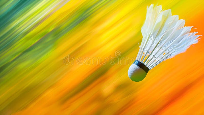 Shuttlecock in Motion Against Colorful Abstract Background Stock ...