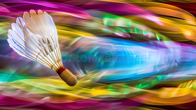 Shuttlecock in Motion with Colorful Light Trails Creating a Dynamic ...
