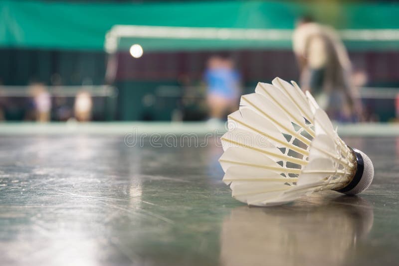 Shuttlecock Resting on a Badminton Racket with Badminton Player are ...