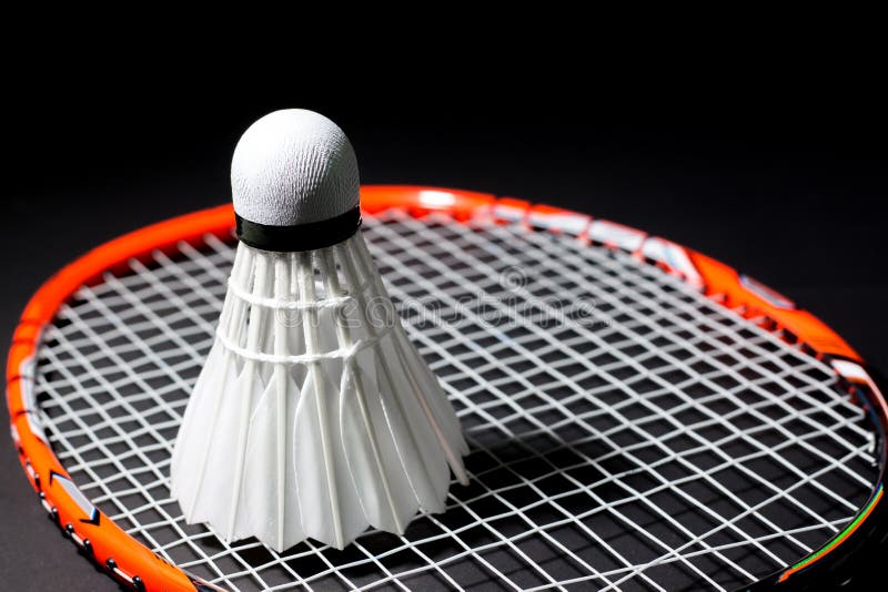 Shuttlecocks on the Racket. Stock Photo - Image of indoor, action: 79784036