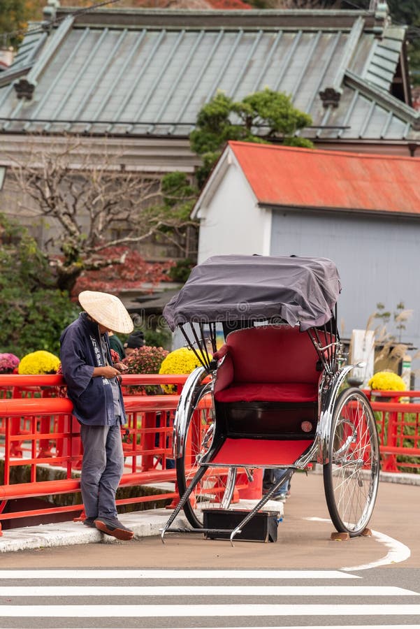 Shuzenji/Japan - 18 November 2019 : a Rickshaw-puller Man Stands on ...
