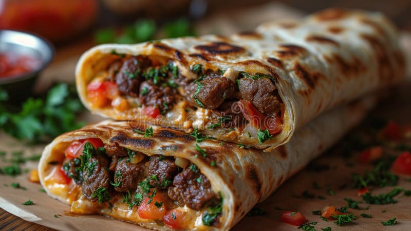 Shwarma with Meat and Vegetables Stock Illustration - Illustration of ...