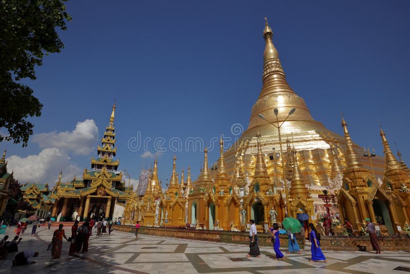 The Shwedagon Pagoda of Rangoon in Myanmar Editorial Photo - Image of ...