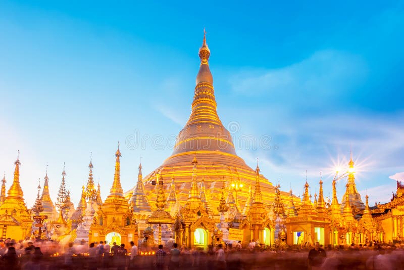 Shwedagon Pagoda in Yagon, Myanmar Stock Photo - Image of stupa, temple ...