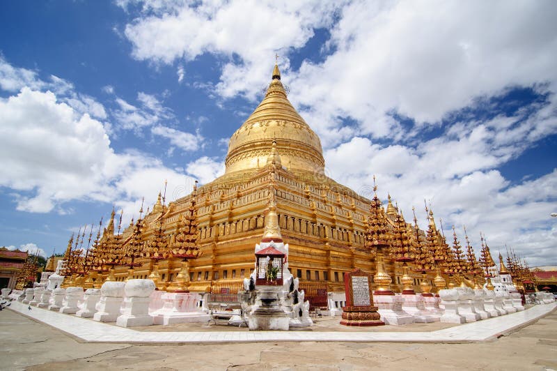 Shwezigon Pagoda with Blue Sky Stock Image - Image of gold, peace: 36849459