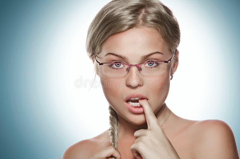 Shy stock photo. Image of attractive, face, finger, harmony - 16355608