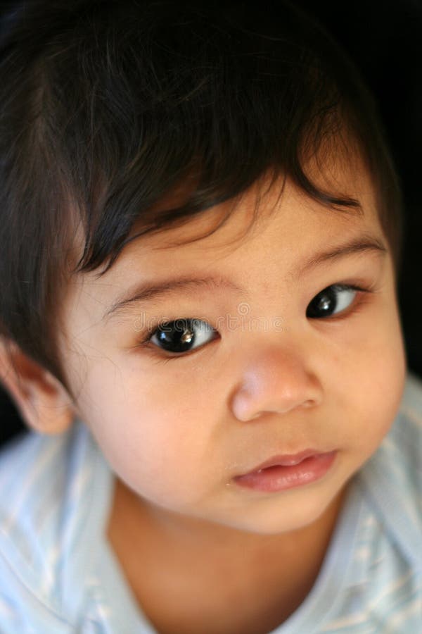 Shy baby looking up stock photo. Image of black, cute - 3377702