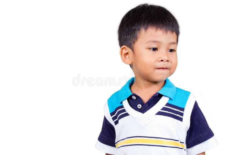 Shy Boy Looking To His Left. Stock Image - Image of path, expression ...