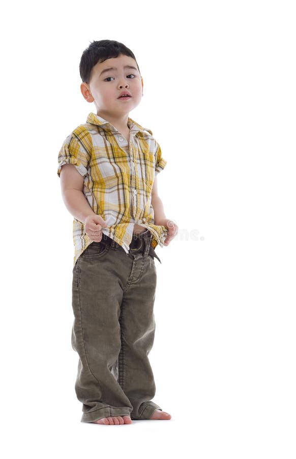 Shy Boy on White Background Stock Image - Image of male, white: 16742675
