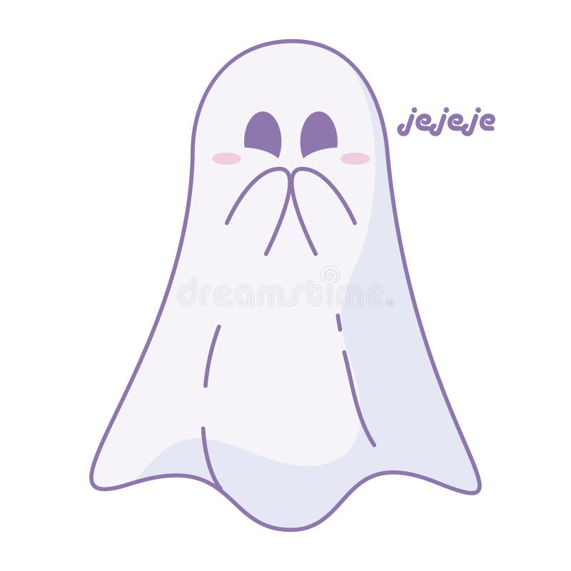 Shy Cartoon Ghost Blushing with Embarrassed Expression, Vector Stock ...